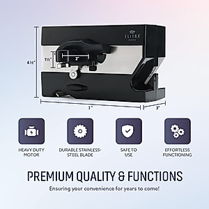 ELITRA HOME 3 in 1 Under the Cabinet Electric Can Opener, Blade Sharpener, Bottle Opener, Under The Counter Mount, For Large And Small Cans (Black)