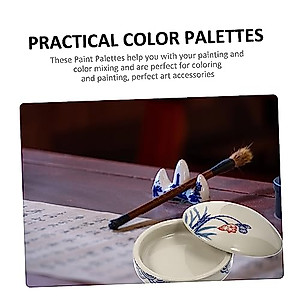 VILLCASE 3 Sets Trays Porcelain Container A Stack-able Students Water Fish White Color Paint -Layer Droplet Holding Artist Mixing Palettes Tray Dish Acrylic Coloring Oil