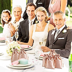 Satin Bags with Drawstring, 6x9" Wedding Favor Drawstring Bags, 50PCS Rose Gold Mini Gift Bags for Jewelry, Baby Shower, Valentine's Day, Craft, Birthday, Business, Party Favors Bags