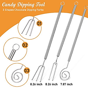 4 Pieces Candy Dipping Tools Set Chocolate Dipping Set 3-Prong Dipping Fork, Fondue Fork, Spear, Slotted Spoon for Handmade Chocolates, Pralines and Truffles