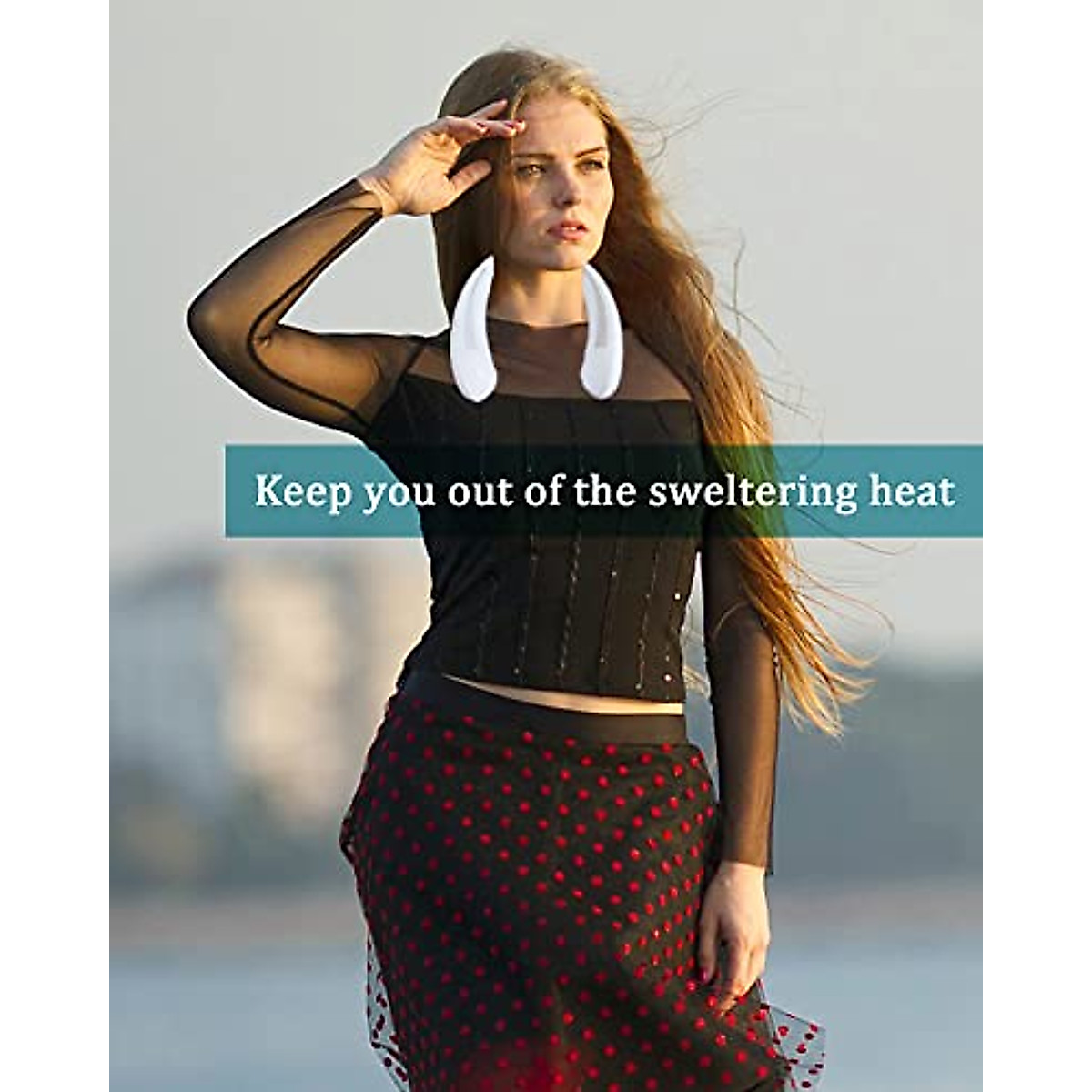 Aeergured Portable Neck Fan 2 Pack, Hands Free Personal Bladeless Fan with 3 Speeds, Adjustable USB Neckband Fans Battery Operated Wearable Fan, 360° Cooling Rechargeable Hanging Neck Fan