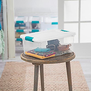 Clear Latching Storage Boxes Bins Stackable with Hinged Lids BPA and Phthalate Free Made In USA (15 Quart)