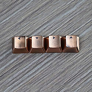HFSECURITY Bronze QWERASDF Pure Metal Keycaps for Cherry Mx Switch Mechanical Gaming Keyboard Handmade Frosted Feel Backlit Metal Key Caps (Arrowmetalkeycaps)