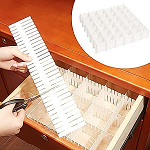 Vesici 80 Pcs Drawer Dividers Adjustable Drawer Organizer Plastic Drawer Dividers Organizer DIY Drawer Separators Storage Dividers for Socks, Underwear, Makeup, Tidy Kitchen, Bedroom, Dresser (White)
