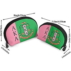 Syifasya Alpha Kappa Alpha 2 Pcs Cosmetic Bags Travel Makeup Bag Portable Clutch Pouch Set Women Handbag with Zipper Shell Toiletry Storage