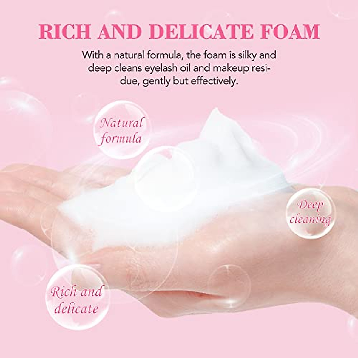 AuReve Eyelash Extension Cleanser Lash Shampoo Eyelash Extension Shampoo Lash Foam Cleanser Eyelid Cleanser for Makeup Remover Eyelash Care, Paraben & Sulfate Free for Salon and Home Use (Rose 600ml)