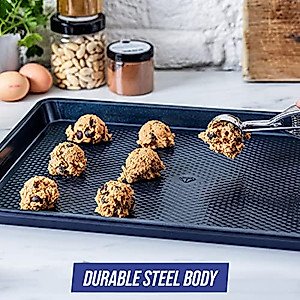Blue Diamond Bakeware Diamond Infused Ceramic Nonstick, 18" x 13" Half Cookie Sheet Baking Pan, Dishwasher and Freezer Safe, PFAS-Free, Blue