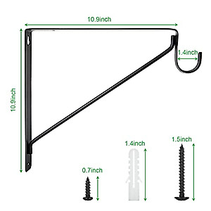 4Pack Closet Shelf & Rod Brackets, Black Closet Shelf Bracket with Rod Support, Wall Mounted Closet Rod Bracket with Screws, Clothes Hanger Pole Support Bracket for Both Shelf Storage and Closet Rod