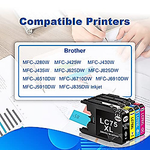 Jagute LC71 LC75 Ink Cartridge Replacement for Brother LC75/LC73/LC71/LC79 XL Compatible with MFC J430W MFC J6710DW MFC J835DW MFC J280W MFC J6510DW Printer (3Black, 3Cyan, 3Magenta, 3Yellow)