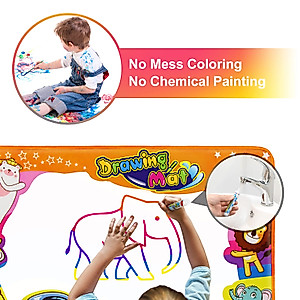 Kazswitle Water Drawing Mat, Kids Toys Painting Writing Coloring Mat, Mess Free Water Doodle Mat Magic Pens Educational Toys Halloween Xmas Gifts for 2 3 4 5 6 Year Old Girls Boys Kid Toddler