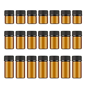 JJKMALL 1ml/2ml/3ml Mini Amber Glass Vial Essential Oil Bottles with Orifice Reducer and Cap for Essential Oils, Chemistry Lab Chemicals, (30 pcs) (1ml 10pcs 2ml 10pcs 3ml 10pcs)