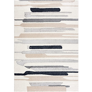 Abani Rugs Cream and Gray 8 ft. x 10 ft.(7'9"x10'2") Contemporary Neutral Paint line Area Rug. Superior Turkish Stain Resistant Area Rug