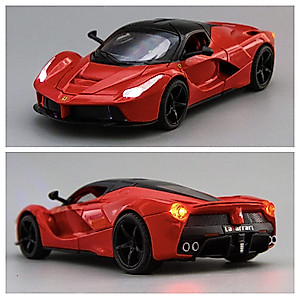 BDTCTK Compatible for 1:22 Ferrari RAFA Toy Model Car, Zinc Alloy Pull Back Car with Sound and Light and Body Door Opened, Toy Car for Kids Boy Girl Gift Red