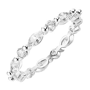 PAVOI 14K White Gold Plated Rings Cubic Zirconia Love Ring | 2.5mm Stackable Rings for Women | White Gold Rings for Women Size 7