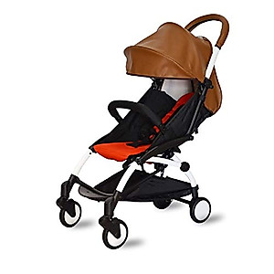 MINILUJIA Removable Zipper PU Leather Bumper Handlebar Sleeve for Baby Stroller Dust-Proof Cover Armrest Bumper Protect Case Specifical for Babyzen yoyo (Brown)