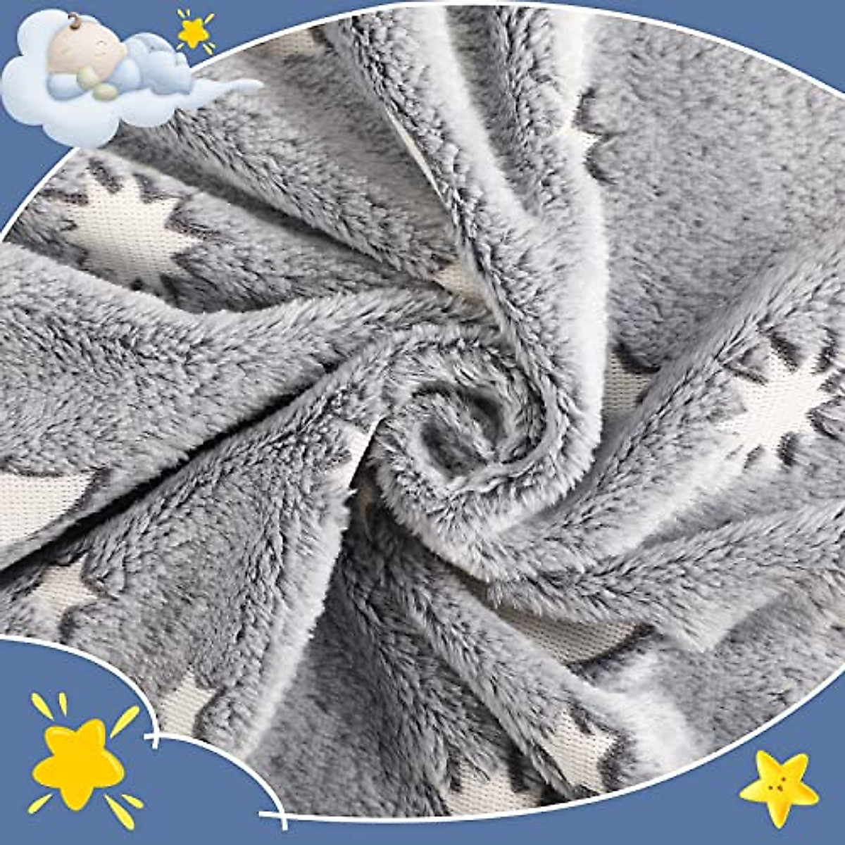 Chumia 2 Pieces Glow in The Dark Throw Blanket Flannel Fleece Blanket Soft Warm Cozy Kid Throw Blanket for Boys Girls, 47 x 59 Inch (Moon, Star)