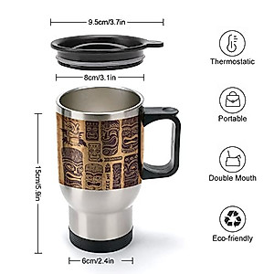 Oyihfvs Retro Tiki Icons Set Stainless Steel Travel Tea Mug for Car, Leak-Proof Vacuum Hot Cold Insulated Water Bottle, Thermal Tumbler Coffee Cup 14 oz