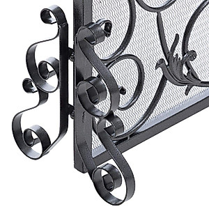 Christopher Knight Home Wilmington Fireplace Screen, Silver Flower On Black