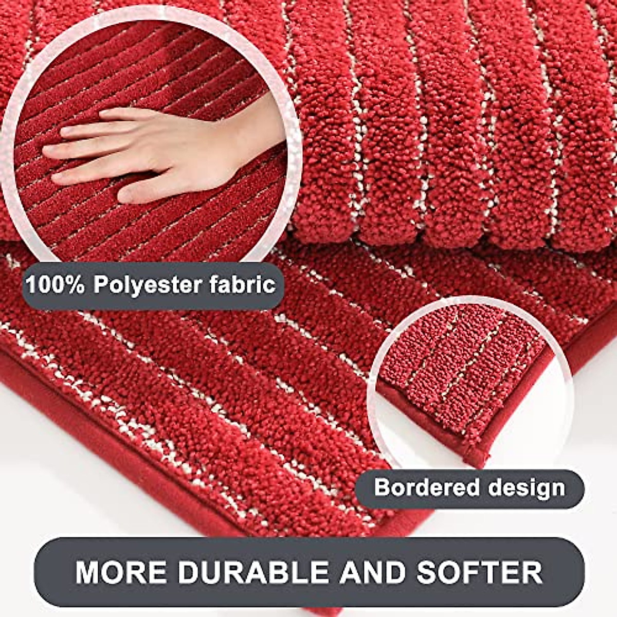 BEQHAUSE Red Kitchen Rugs Set of 2 Non-Slip Kitchen Runner Rug Washable Kitchen Mats for Floor Absorbent Soft Kitchen Area Rug for Sink,Laundry,Hallway&Kitchen 24”x35”+24”x60”