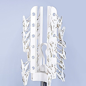 BAOYOUNI Collapsible Clothes Drying Rack 3-Tier Indoor Outdoor Space Saving Stand Hanger with 48 Clips and 16 Towels Bars for Baby Clothes, Cloth Diapers, Socks, Bras, Towels, Underwear (Ivory)