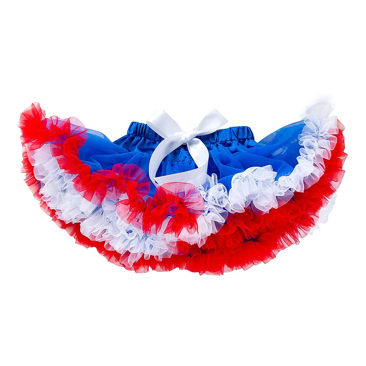 4th of July Baby Girl Outfit American Flag Romper + Ruffle Tulle Tutu Skirt + Flower Headband + Shoes Toddler 1st Birthday Unicorn Dress Independence Day Patriotic Party Clothes 4pcs Set White 0-3M