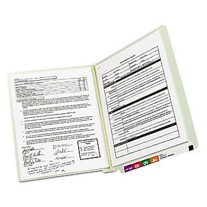 Smead End Tab Pressboard File Folder, Straight-Cut Tab, 2" Expansion, Letter Size, Gray/Green, 25 per Box (26210)