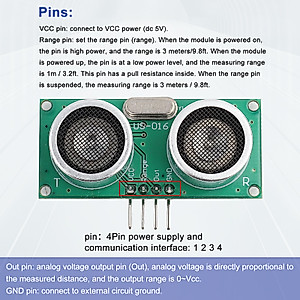 Ultrasonic Sensor, US-016 Analog Voltage Output High Exactness Ultrasonic Distance Rangefinder DC 5V 2cm-300cm