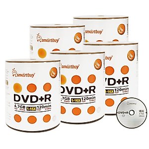 Smart Buy 500 Pack DVD+R 4.7gb 16x Logo Blank Data Video Movie Recordable Disc, 500 Disc 500pk
