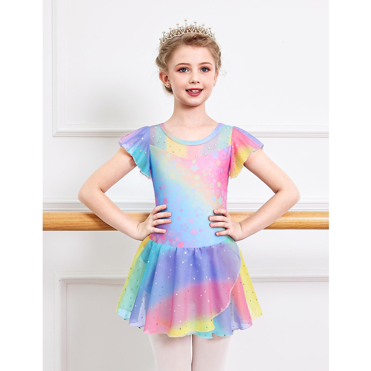 Zaclotre Girls Ballet Leotards Ruffle Sleeve Sparkle Dance Leotard Toddler Ballerina Dress Outfits
