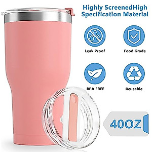2 Pcs White Skinny Tumbler Lid Replacement, 40 OZ Tumbler Lid Compatible for Stanley, Spill Proof Splash Resistant Tumbler Covers Fit for Stanley Tumbler and More Coffee Mugs