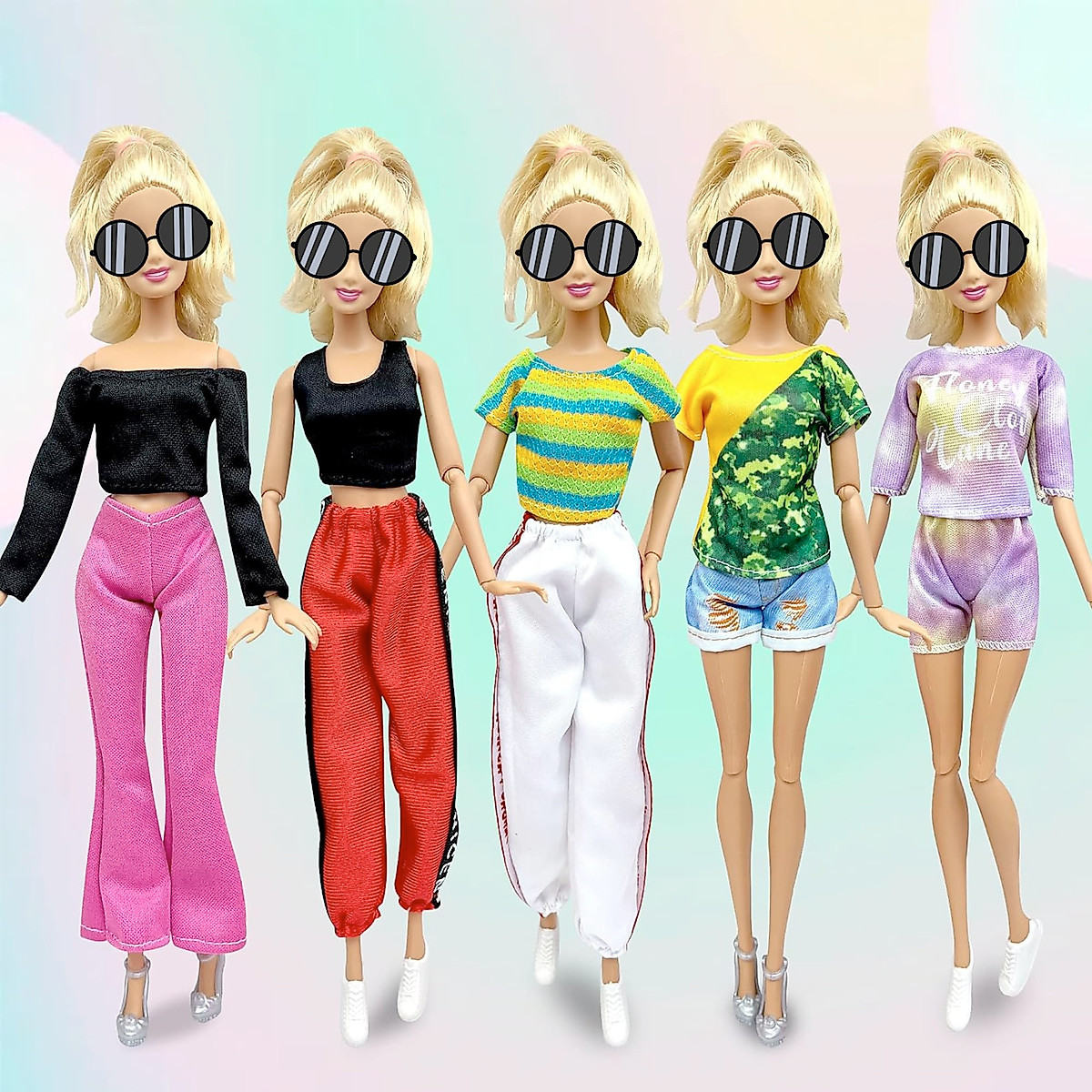 28 Pack Girl Dolls Clothes and Accessories, 2 Storytelling Pajamas, 3 Fashion Dresses, 3 Clothing Outfits, 10 Shoes, Travel Set for 11.5 inch Dolls, Mini School Supplies