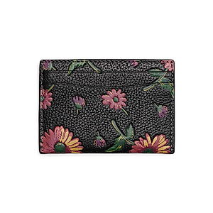 Coach Essential Floral Printed Leather Card Case, Black/Multi