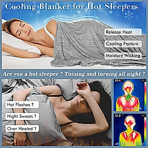 LUXEAR Cooling Blanket for Hot Sleepers Night Sweats Japanese Q-Max>0.4 Arc-Chill Cooling Fiber Keep Adults/Children Cool All Night Twin Size Cool Summer Blanket 59 X 79in -Gray