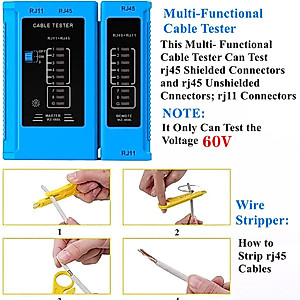 Gaobige rj45 Crimping Tool for Cat6 Cat5e Cat5, Sturdy Crimper for rj45 rj12/11 Pass-Through Connectors with 50pcs rj45 Cat5e Pass-Through Connectors, 50pcs Covers, Wire Stripper; Network Cable Tester