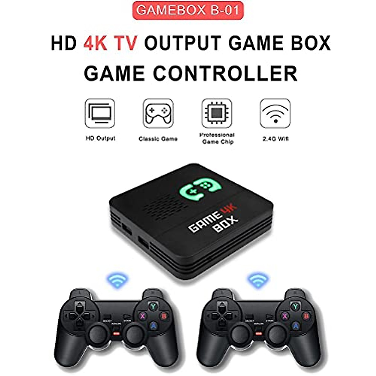 JAOCDOEN Retro Game Console, Wireless 2.4G Game Consoles Dual System Console, Classic Game Consoles Built-in 6700 Games Video Game Player with 2 Wireless Controllers