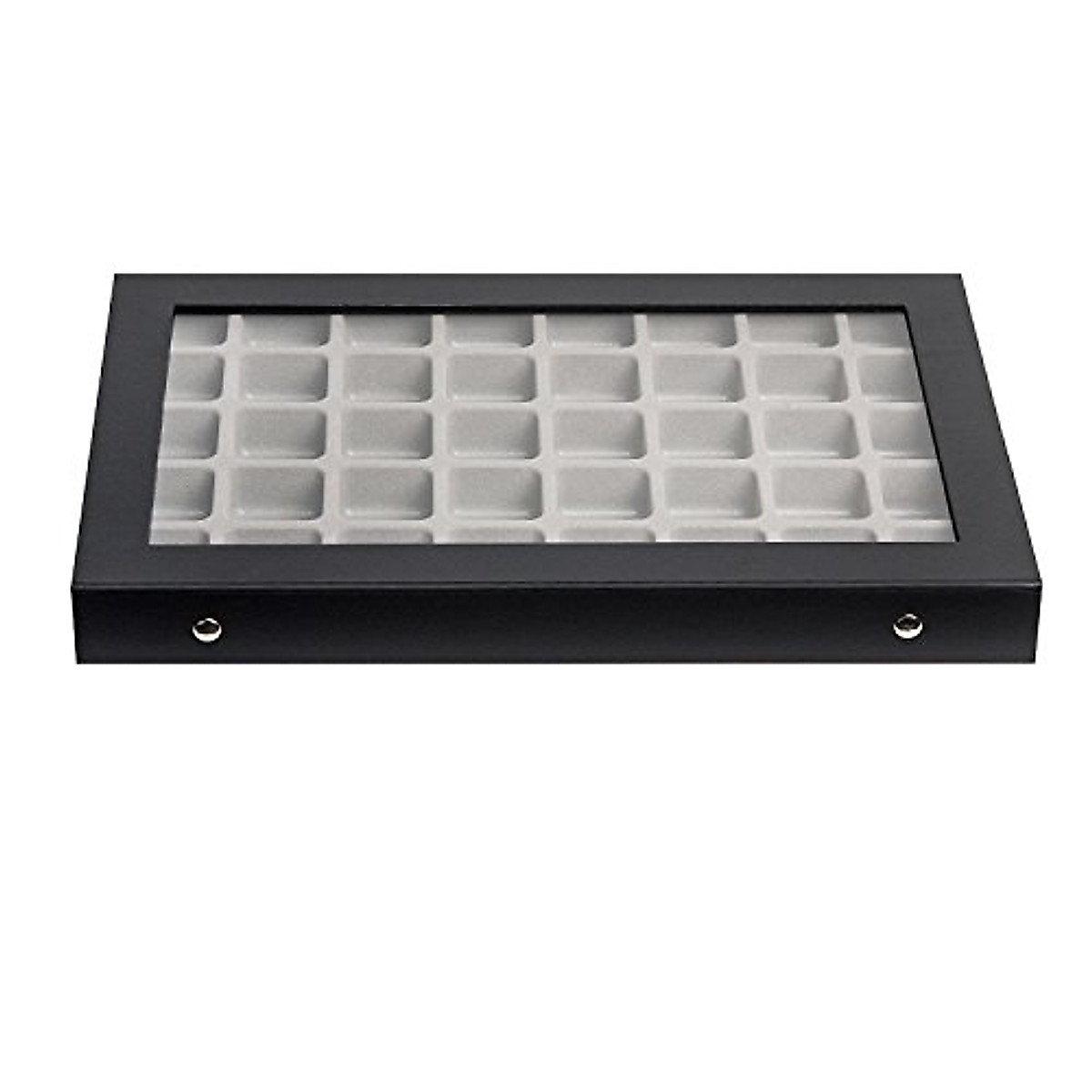 JackCubeDesign 40 Compartments Jewelry Display Tray Showcase Organizer Storage Box Slots Holder for Earring, Ring with Acrylic Cover(Black, 16.97 x 9.7 x 1.65 inches) – :MK333A