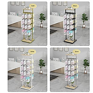 Retail Shelves Clothing Store Display Fixture, Mall Exhibition Accessory Organizer Rack with Hooks, Garment Hanger Floorstanding Jewelry Holder Keyring Shelf Sock Storage Stand, Hangbag Purse Rack