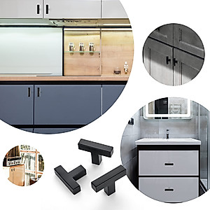 Ravinte 3 Pack Black Square Bar Cabinet Knobs 2 Inch Square Cabinet Pulls Matte Black Single Hole Kitchen Cabinet Handles