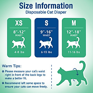 Pet Soft Disposable Cat Diapers - Diapers for Female & Male Cats, Puppy Doggie Diapers for Female Dogs with Adjustable Foam Tail Hole, Medium (24Pcs, Green)