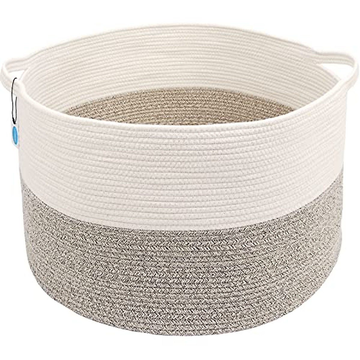 Casaphoria XXXLarge Cotton Rope Basket 21.7" x 21.7" x 13.8" Woven Laundry Blanket Basket Basket with Handle Storage Comforter Cushions Thread Laundry Hamper