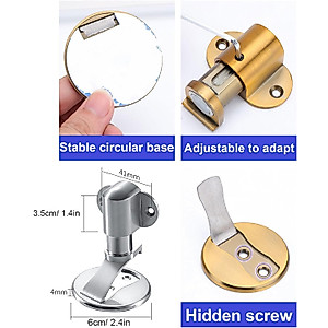 304 Stainless Steel Ground Suction, Heavy Duty No Drill Door Stopper for Bottom of Door, No Hole Drilling Stainless Steel Door Stop Magnetic Door Catch (1pcs,Silver)