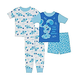 Nickelodeon Paw Patrol | Baby Shark Clues & You 4-Piece Snug-fit Cotton Pajama Set, Soft & Cute for Kids, Cool Blue, 2T