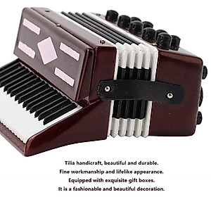 6CM Mini Accordion Model, Miniature Wooden Accordion Model Music Instrumental Model with Delicate Box for Home Decor Music