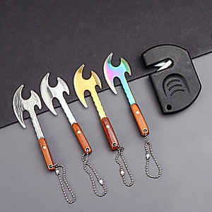 Ruksifg Mini Knife Set Tiny Knife Mini Axe for Package Opener, Letter Opener, Collection, Mini Knives Set with Sheath and Sharpener(Mixed Color-4Pcs)
