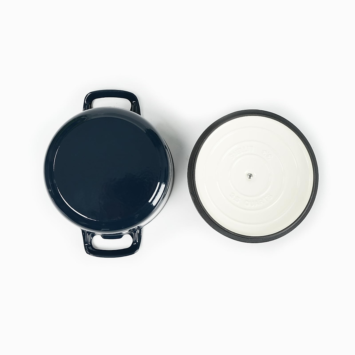 HAWOK Enameled Cast Iron Dutch Oven with Lid, 3.5 Quart, Deep Round Dutch Oven with Dual Handles, Navy Blue