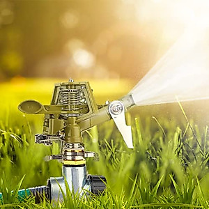 Zinc Alloy Garden Sprinklers, Heavy Duty Water Sprinkler, 360 Degree Automatic Rotating Lawn Sprinkler, Adjustable Pulsating Sprinkler for Large Area Lawn Patio Garden(2 Pack)