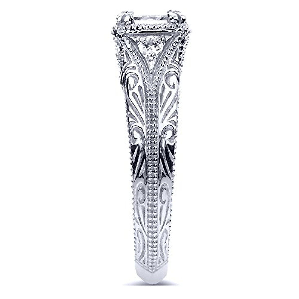 Kobelli Diamond Antique Style Filigree Engagement Ring 5/8 CTW in 14k White Gold, Size 6