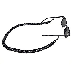 DECKER Acrylic Eyeglass Chain Sunglasses Holder Designer Trendy Fashion Eyewear Retainer Strap Necklace glasses hanging for Women (Black)