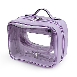 Lychii TSA Approved Toiletry Bag, Clear Travel Bag for Liquids Toiletries, Makeup Cosmetic Bag Organizer, Carry on Travel Accessories Essentials, Purple