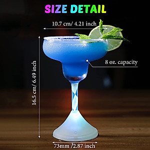 8 Packs LED Flashing Martini Cocktail Glasses 6 oz Plastic Martini Glasses Reusable LED Martini Glasses Light up Margarita Cups 7 Colors Changing for Party Pool Beach Bar Supplies (Margarita Cup)